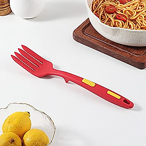 2PCS Silicone Flexible Fork, Heat-Resistant Cooking Fork Tools Dishwasher Safe Kitchen Fork Kitchen Non Stick Fork for Bake and Stir Mix Ingredients, Whisk Eggs (Black, Red)