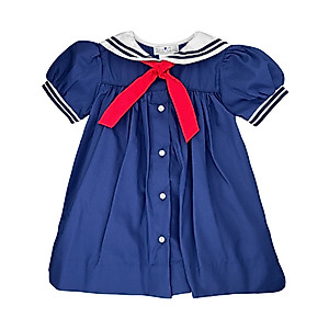 Petit Ami Toddler Girls' Nautical Dress with Collar, 2T, Navy