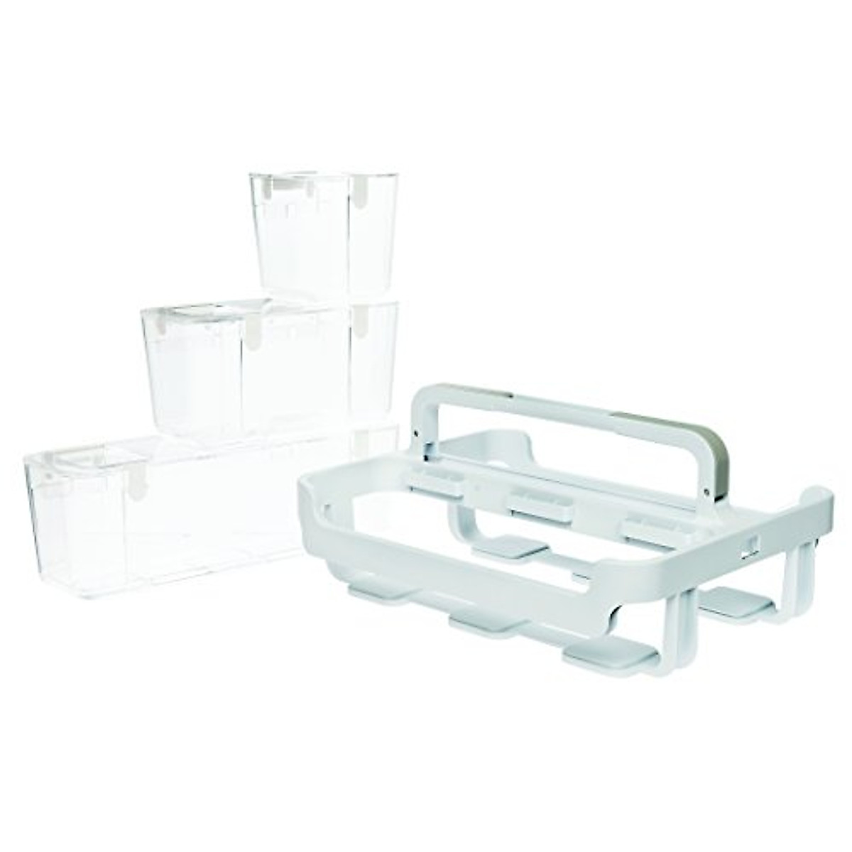 Deflecto Caddy Organizer, Stackable with Three Compartments, White and Clear (29003CR)