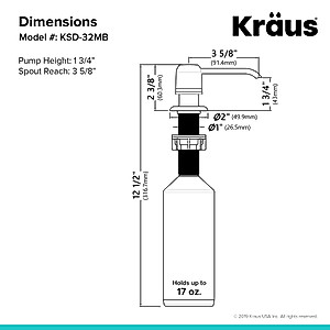 KRAUS Kitchen Soap and Lotion Dispenser in Matte Black, KSD-32MB