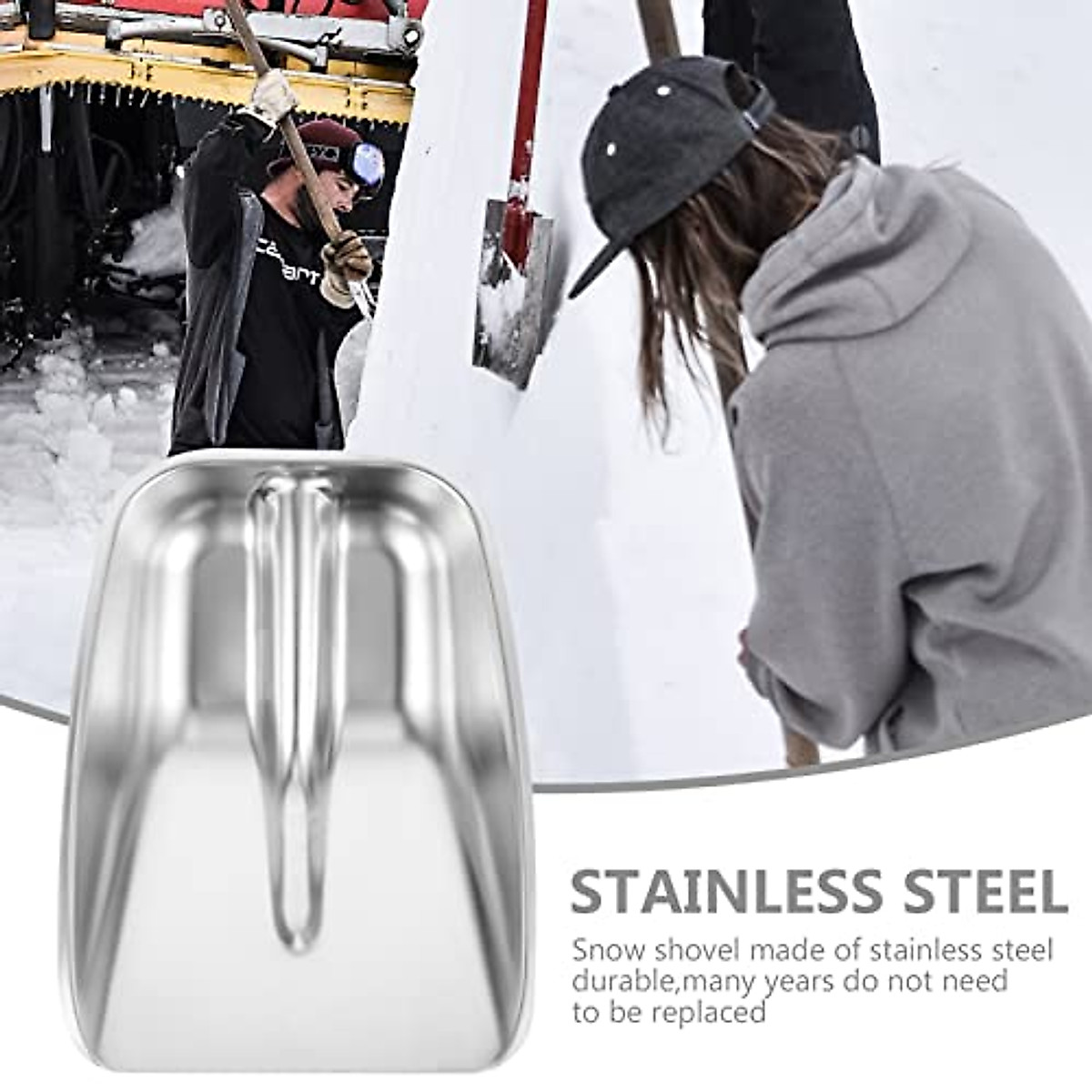 Happyyami Car Snow Shovel Beach Shovels Stainless Steel Snow Shovel Metal Garbage Shovel Dustpan Snow Plow Shovel Flat Camping Shovel for Garden Car Snow Shovel Beach Shovels