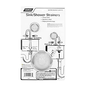 Camco Sink and Shower Drain Strainers | Designed to Keep Food and Hair Out of Plumbing | 3-Pack (42273)