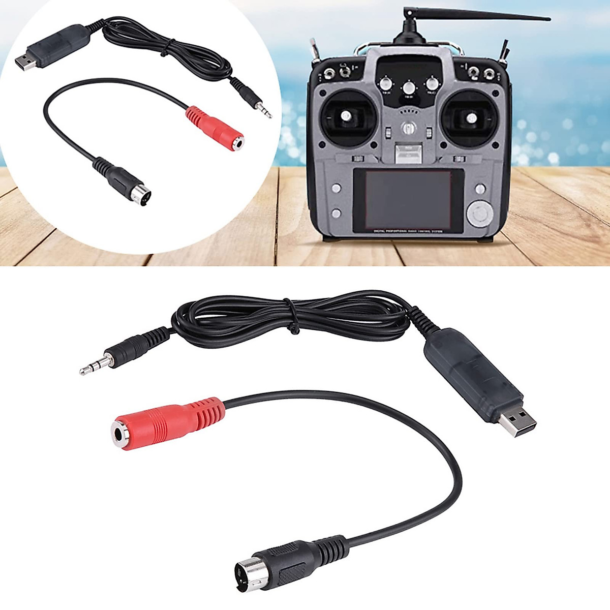Keenso RC Simulator Cable, USB Dongle Cable Set Compatible with 22 in 1 Quadcopter Flight Simulator Remote Controller Transmitter Modeling Accessory