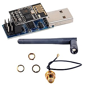USB to ESP8266 CH340C ESP-01 ESP-01S Breakout Prog WiFi Programmer Downloader with Reset Auto-Download Circuit + 2.4G 3DBI Gain WiFi Antenna