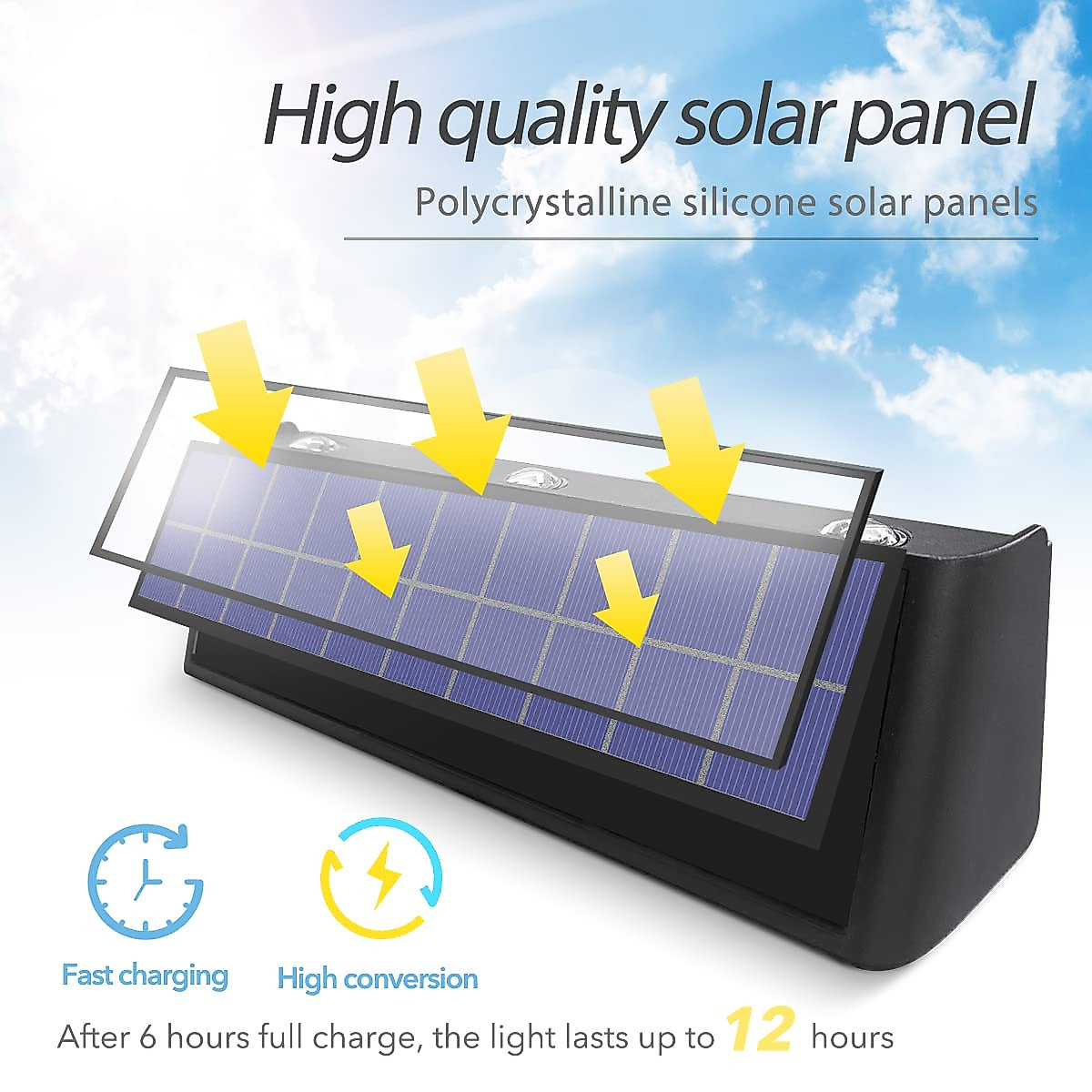 Mrzxy Solar Wall Lights Outdoor Aluminum Housing Waterproof Up and Down Wall Sconce Dusk to Dawn LED Outdoor Lighting for House Yard Deck Garage Front Porch