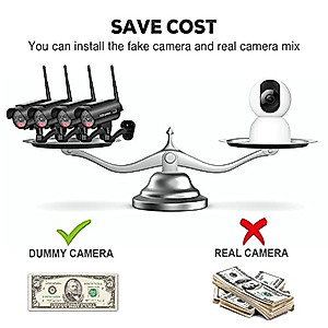 BNT Solar Powered Fake Security Camera, Bullet Dummy Security Camera Simulated Surveillance System with Realistic Red Flashing Light Sensor and Warning Sticker for Indoor/Outdoor(4Pack, Black)