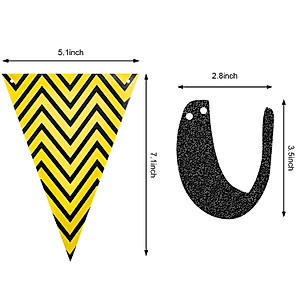 Glitter Congratulations Banner Triangle Flag Banner with 12 Pieces Hanging Swirls for Wedding Retirement Graduation Anniversary Party Decorations (Black, Gold)