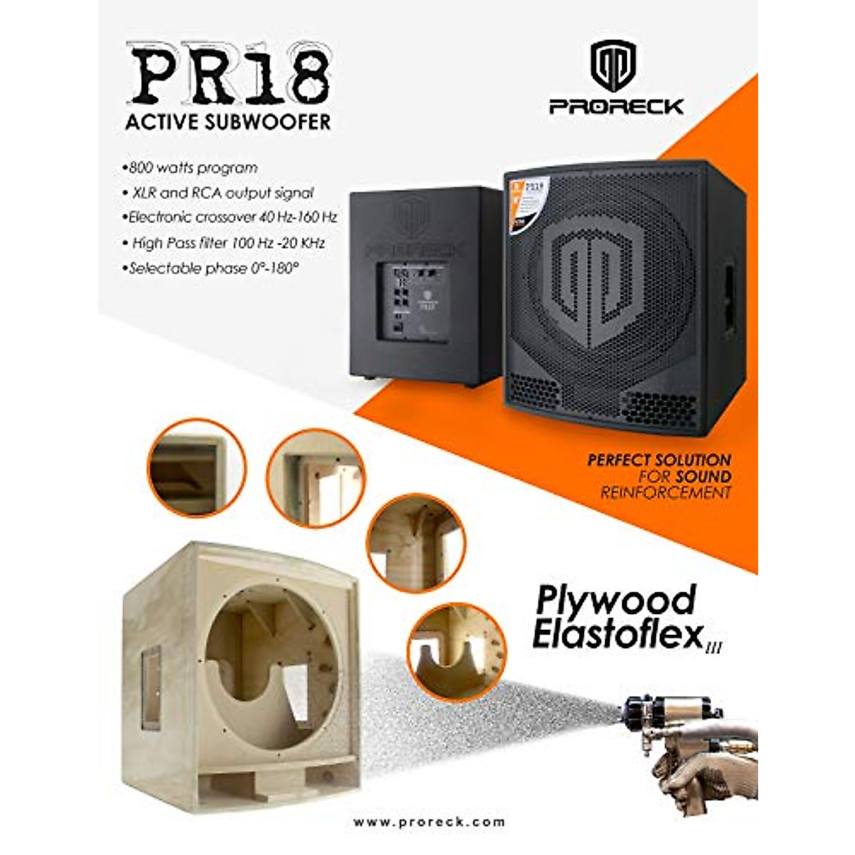 PRORECK PR18 18 inch 2000W P.M.P.O Active Powered PA DJ Subwoofer Cabinet (ONE subwoofer)