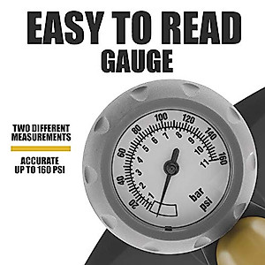 BV Bike Pump Out of Durable Steel - Bicycle Pump 160 PSI high Pressure, Bike Tire Pump 17/24 inch Smart Valve Head, Automatically Reversible Presta & Schrader, Ball Pump