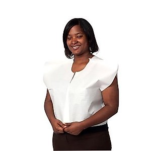 Pro Advantage P750013 Exam Cape, Tissue/Poly/Tissue, 30" x 21", White, Traditional Front/Back Opening (Pack of 100)