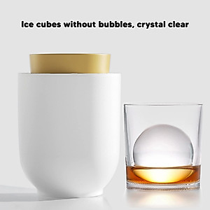 Ice Ball Maker, 4 Inch Round Ice Cube Mold with Multi Layer Design, Crystal Clear Ice Sphere Tray for Whiskey Cocktail Brandy Bourbon (Yellow)