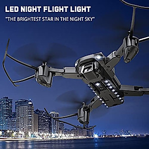 GBSELL Foldable Aerial Drone with Dual 1080P Camera Optic-Flow Function, Gesture Control RC Quadcopter, Hd Camera Remote Control Toy, Gravity Sensor, Cool Multicolor Lights (Dual Camera)