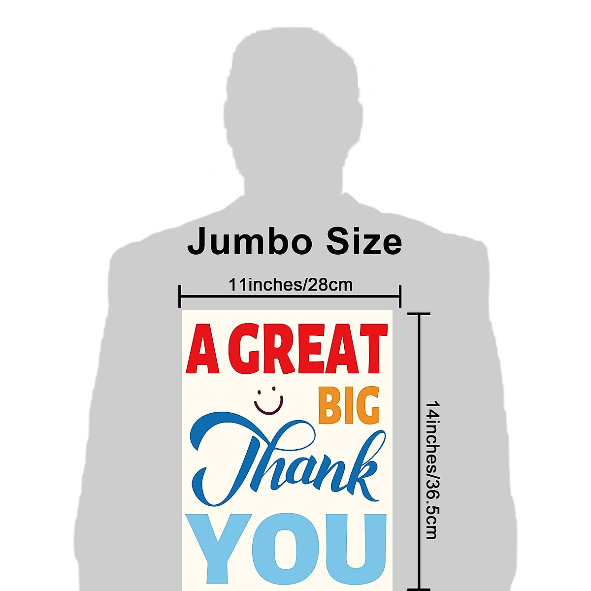 3 PCS Giant Thank You Greeting Cards Big 14 x 22 Inch Size Large Gratitude Giant Cards with Envelopes Thanks for Birthday Party Baby Shower Wedding Jumbo Gifts for Boys Girls
