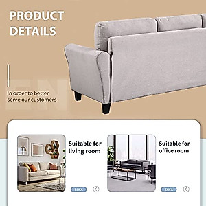 WILLIAMSPACE Grey Living Room Sofa Loveseat, 2 Seats Modern Upholstered Couch, Linen Sofa Couch Furniture for Home Office (Loveseat)