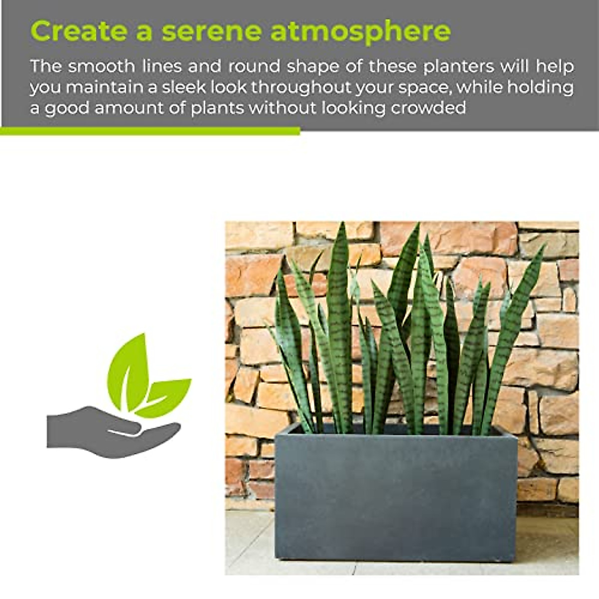 Kante 31.1" L Long Rectangular Concrete Planter, Large Outdoor Indoor Garden Pots with Drainage Hole and Rubber Plug, Charcoal