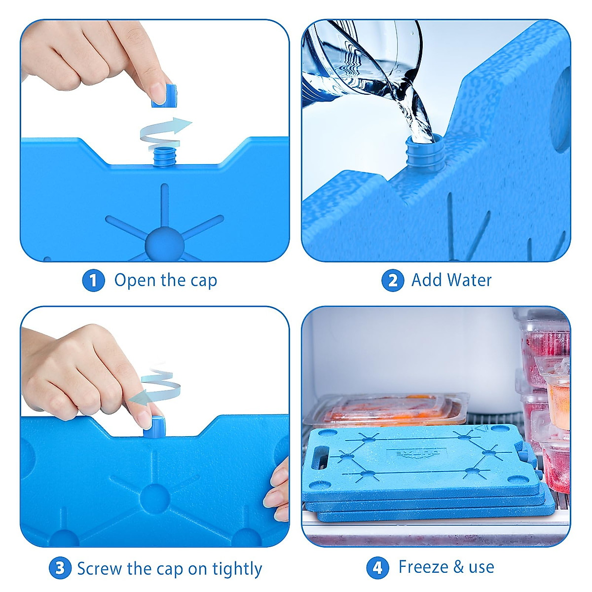 OUTXE Large Ice Packs for Coolers 3-Pack 9.5 * 13 Inch Slim Space Saving Reusable Long Lasting Cold Freezer Packs for Coolers Keep Food Fresh