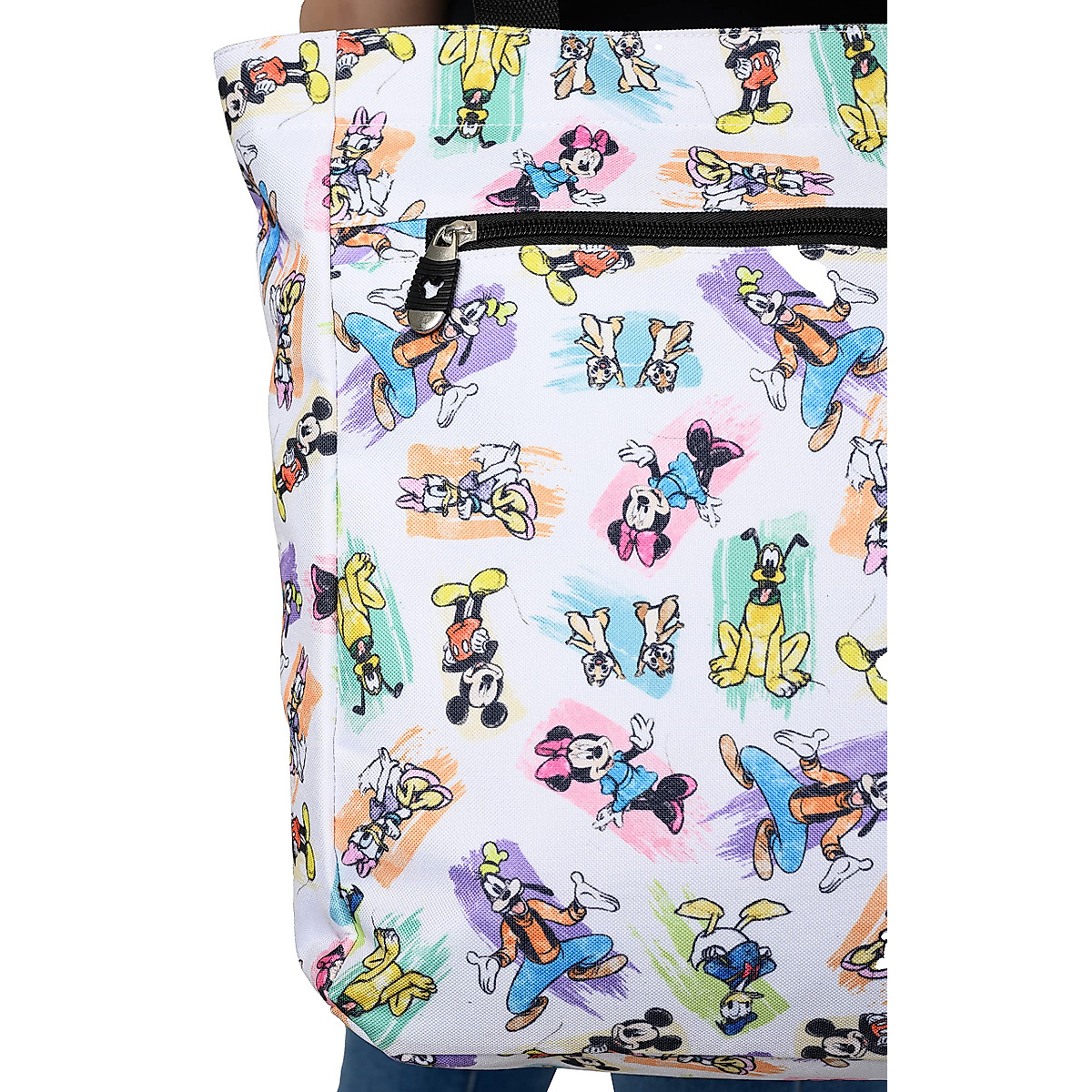 Disney Zipper Tote Travel Bag Mickey Minnie Donald Daisy Goofy Pluto Print