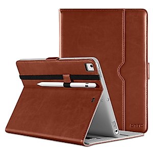 DTTO for iPad 9.7 Inch 5th/6th Generation 2018/2017 Case with Apple Pencil Holder, Premium Leather Folio Stand Cover Case for Apple iPad 9.7 inch, Also Fit iPad Pro 9.7/Air 2/Air - Brown