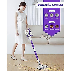Micol Cordless Vacuum Cleaner, 6-in-1 Lightweight Stick Vacuum, 2 Modes of Powerful Suction, Maximum 38 Mins Runtime, Removable Battery, Household Vacuum Cleaner for Home Hard Floor Pet Hair Carpet
