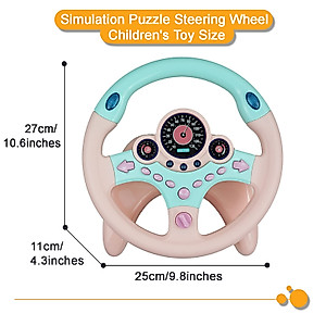 RedCrab Steering Wheel Car Driving Simulated Toy with Light and Music for Kids, Pretend Driving Seat Toys,Baby Electric Early Learning Educational Toys for Boys and Girls(Yellow)