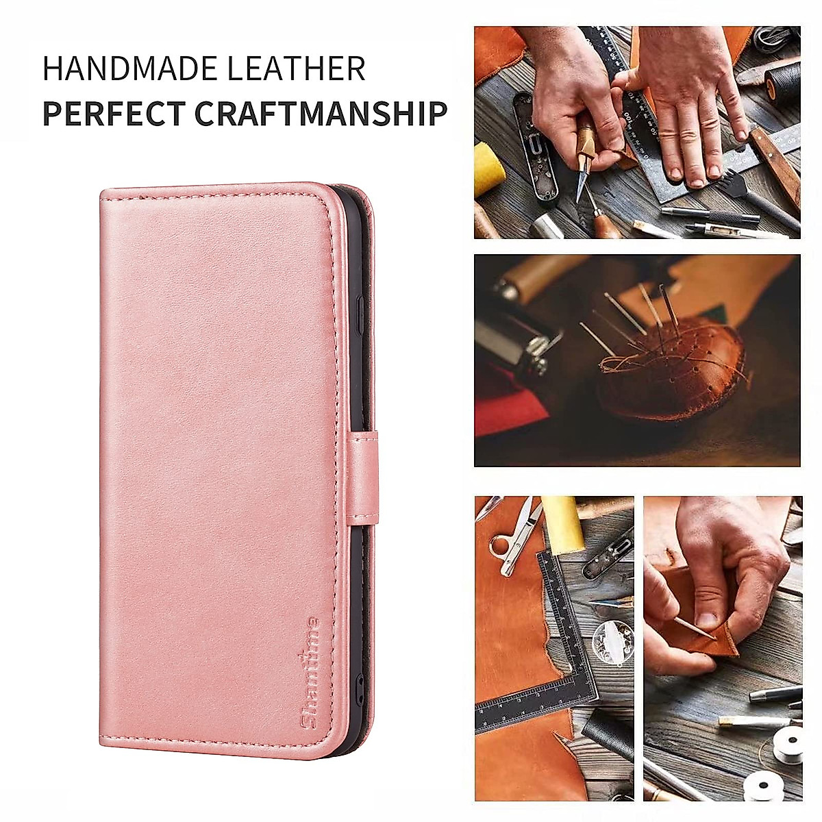 MILEGAO Case for Tecno Camon 17 Pro, Magnetic PU Leather Wallet-Style Business Phone Case,Fashion Flip Case with Card Slot and Kickstand for Tecno Camon 17 Pro 6.8 inches-Rosegold