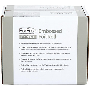 ForPro Professional Collection Expert Embossed Aluminum Foil Roll, 320 Ft Hair Foils for Color Application and Highlighting Services, Silver, Medium, 5W