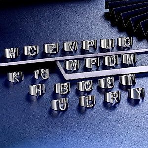 beautlace Letter B Rings Adjustable Silver Plated Initial B Alphabet Open Ring with Cubic Zirconia Jewelry for Men and Women KR0037B-W