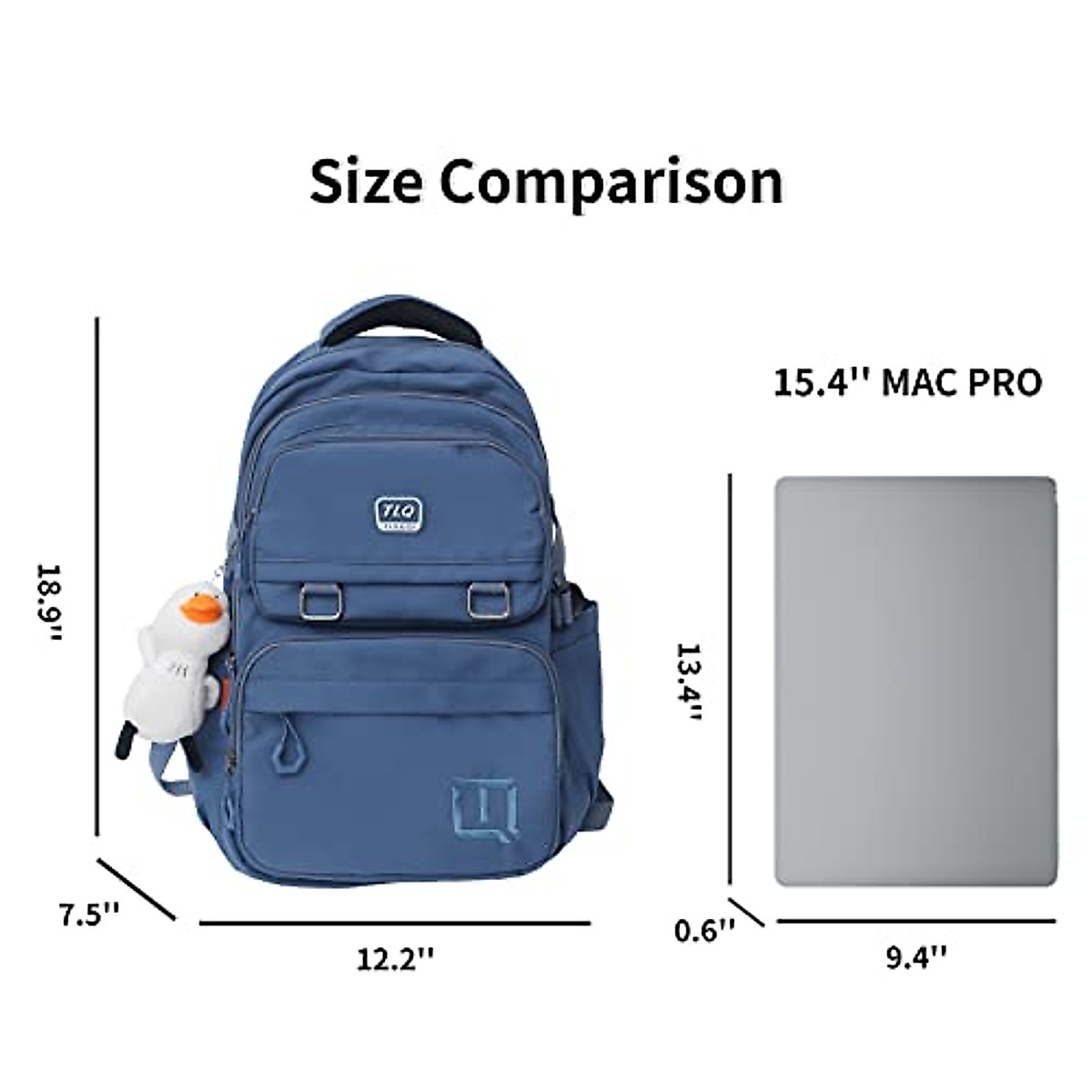 MeganJDesigns Cute Aesthetic Backpack for Teens Girls Boys College High Middle School Student Lightweight Book Bag Casual Kawaii Daypacks (B-Blue Aesthetic Backpack)