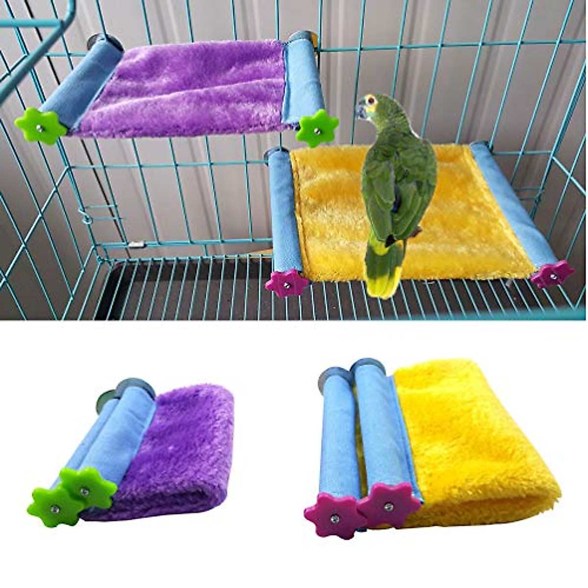 AIRUIFENG Warm Bird Nest Parrot Hammock Toy for Parakeet Cockatiel Conure African Grey Amazon Lovebird Budgie Finch Canary Hamster Rat Gerbil Chinchilla Squirrel Cage Perch (S)