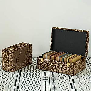 Vintiquewise Decorative Tufted Velvet Suitcase Treasure Chest Set of 2, Brown
