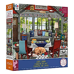 Ceaco - Tracy Flickinger - Lake Cabin - Oversized 300 Piece Jigsaw Puzzle, 24 x 18