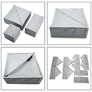 Patioer 12 Pack Underwear Drawer Organizer Dividers Foldable Drawer Organizer For Clothes Cloth Storage Box Closet Dresser Organizer Cube Fabric Containers Basket Bins for Underwear Bras Socks, Gray