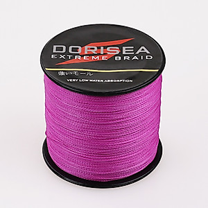 Dorisea Extreme Braid 100% Pe Pink Braided Fishing Line 109Yards-2187Yards 6-550Lb Test Fishing Wire Fishing String Incredible Superline Zero Stretch (100m/109Yards 6lb/0.10mm)