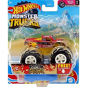 Monster Trucks Podium Crasher (red) with recrushable car 34/75, 1:64 Scale