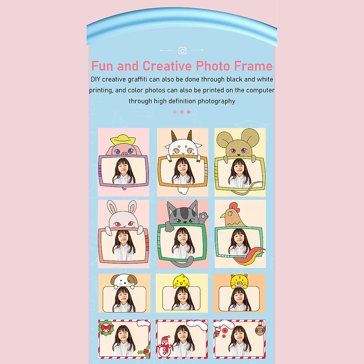 Kids Digital Printing Camera, 24MP 720P HD Recording Kids Digital Printing Camera for Travel (Blue)