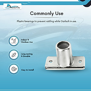 MARINE CITY 316 Grade Polished Stainless Steel 1/2 Inches Shank Top Mount Rowlock/Oarlock Socket for Boats – Yachts – Ships (Pack of 2)