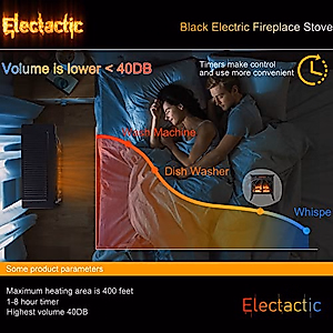 Electactic 24Inch Electric Fireplace Stove , Free-Standing Infrared Fireplace Stove, Controllable 3D Flame, 4 Variable Flame&Log Colors, 1500w, 5100BTU, Black (S230B-BLACK), 23.5"L X 10.7"W X 24.3"H