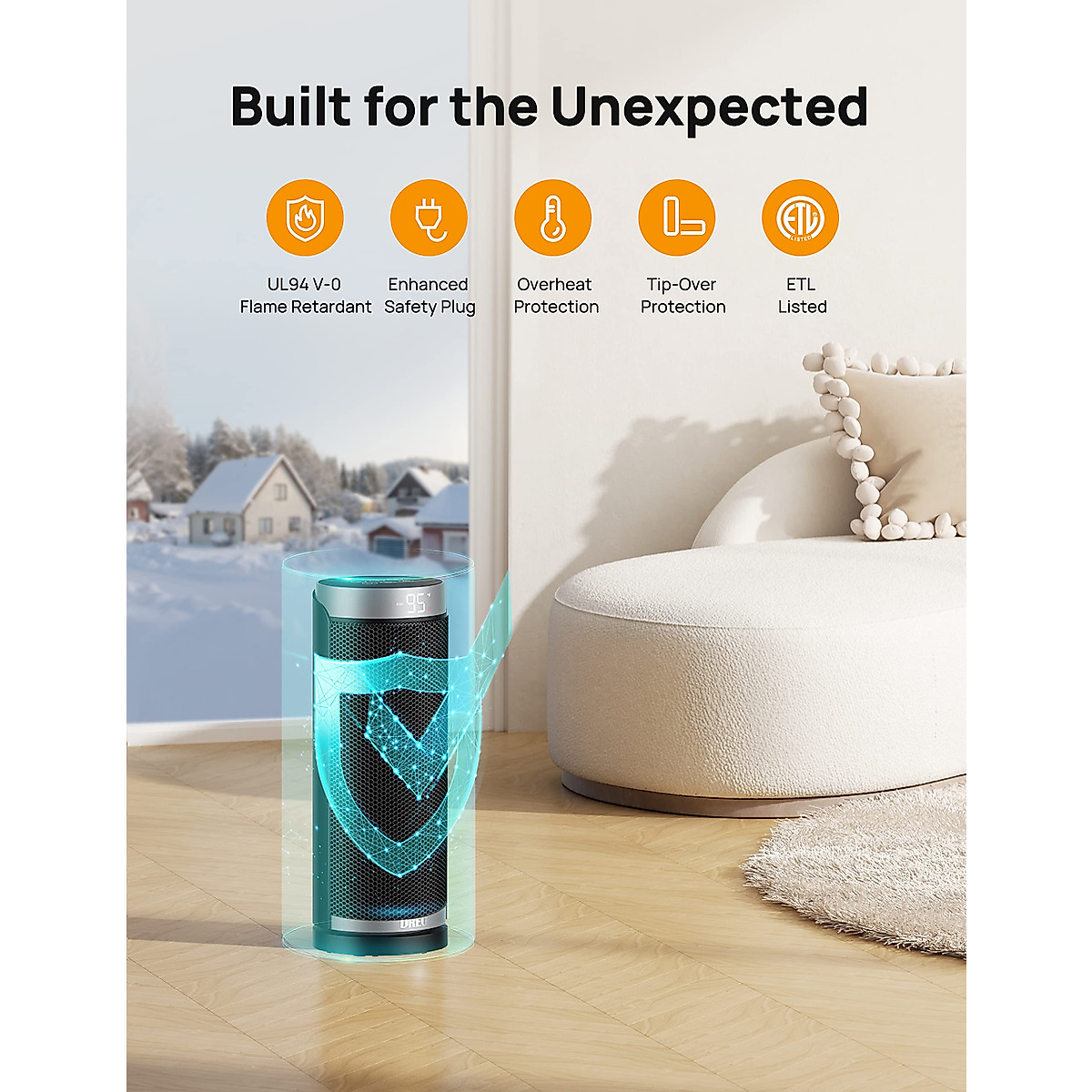 Dreo Space Heaters for Indoor Use, Electric Heater with Remote for Bedroom Large Room, 16 inch Upgraded 1500W Fast Heating with Thermostat, Overheating & Tip-Over Protection, 70°Oscillating, Portable