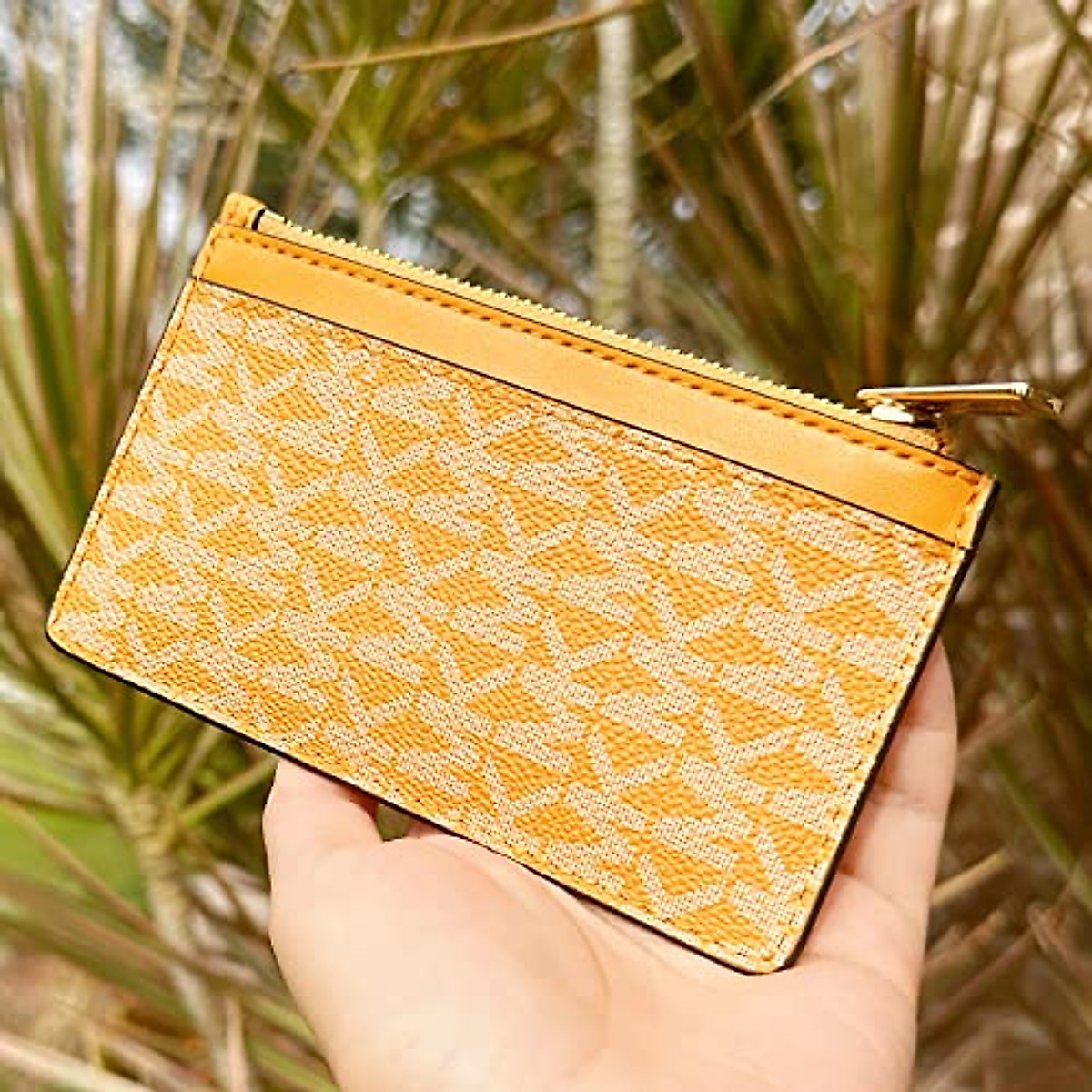 Michael Kors Jet Set Travel Medium Top Zip Card Case Wallet Honeycomb Coin Pouch