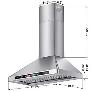 BRANO 30 Inch Wall Mount Range Hood with Voice/Gesture/Touch Control, 900 CFM Stainless Steel Kitchen Hood Vent with 4 Speed Exhaust Fan, 4 Adjustable Lights, Memory Mode, Ducted/Ductless Convertible
