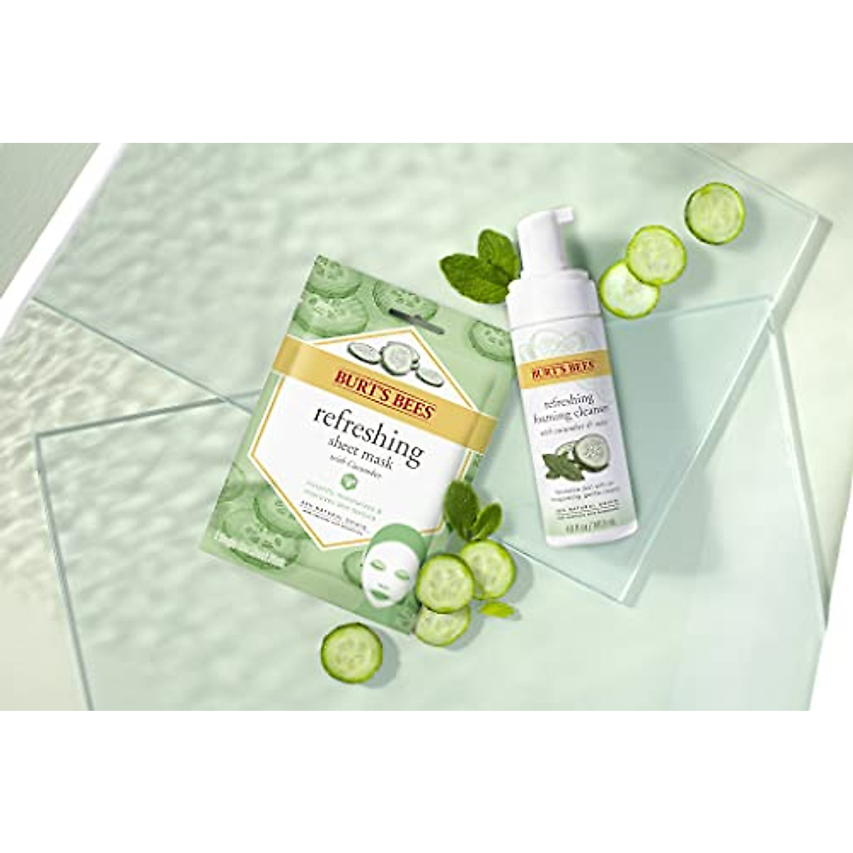 Burt's Bees Refreshing Foaming Cleanser and Natural Face Wash with Cucumber and Mint, 4.8 Fl Oz