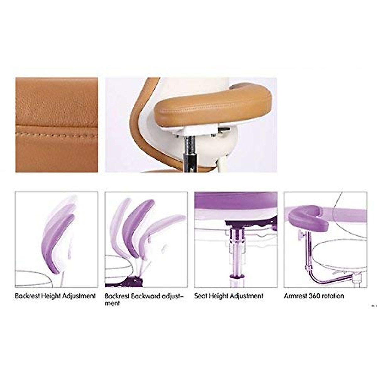 OUBO Brand PU Dark Blue (#4) Medical Dentist's Mobile Chair Doctor and Nurse's Stools with Backrest Armrest