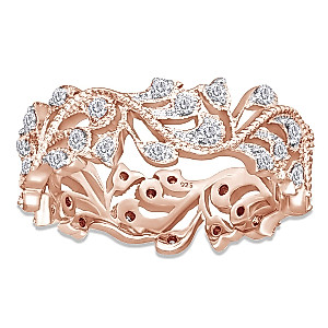 SAVEARTH DIAMONDS Floral Design, 3/8 Carat Round Cut Lab Grown Diamond Cluster Engagement Wedding Band Ring In 14k Rose Gold Over Sterling Silver Jewelry For Women (0.38 Cttw) Size-5