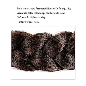 STHEJFB Bohemian Braided Headband Oversized Classic Wide Braids Adjustable Elastic Strap Synthetic Wig Headband Women's Braids Beauty Accessories (Reddish Brown)