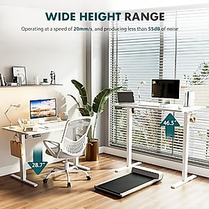 SMUG Standing Desk Adjustable Height, Electric Table with 3 Memory Preset & T-Shaped Metal Bracket, Modern Computer Workstation with Splice Board for Home Office, White