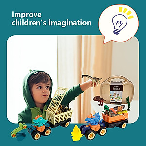 Dinosaur Truck Toys, 2 Pack Dinosaur Truck Carrier Playset with 11pcs Mini Dinosaur Figures, Dinosaur Transport Truck Playset Birthday Party Gifts for Kids