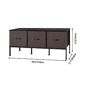 HOMOKUS Drawers Dresser with Large Capacity -Tall Fabric Storage Tower Fabric Dresser Organizer Unit, Sturdy Steel Frame, Wooden Top & Handles, Easy Pull Fabric Bins - 3 Drawers (Brown)