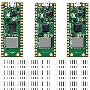 GeeekPi 3PCS Raspberry Pi Pico W with Pin-Headers,- Raspberry Pi RP2040 Chip, Wi-Fi Wireless Connectivity