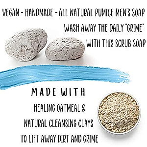 Bluebyrd Soap Co. Lumberjack Pumice Bar Soap for Men | Mens Natural Scrub Bar For Hands, Feet, & Body | Gritty Loofah Soap Bar | Pine Forest Scent Exfoliating Bar Soap (LUMBERJACK)