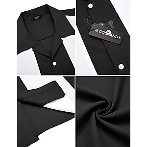COOFANDY Men's Casual Button Down Shirts Retro Bowling Shirts Beach Wear Clothing Black White